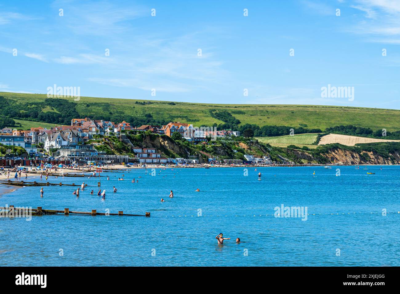 Yachts and boats on Swanage Bay, Swanage, Dorset, England Stock Photo ...