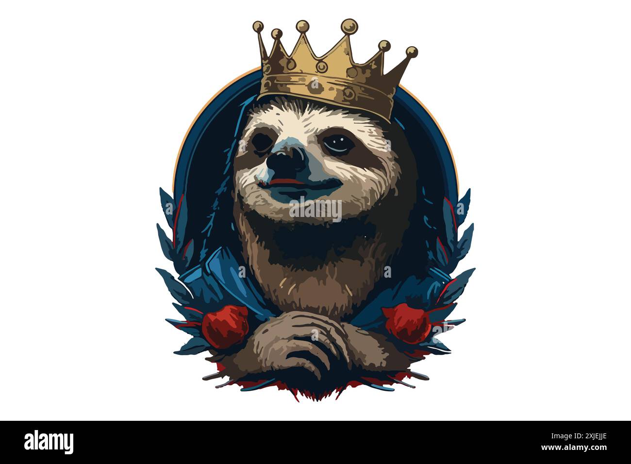 Sloth King Vector Illustration Stock Vector Image & Art - Alamy