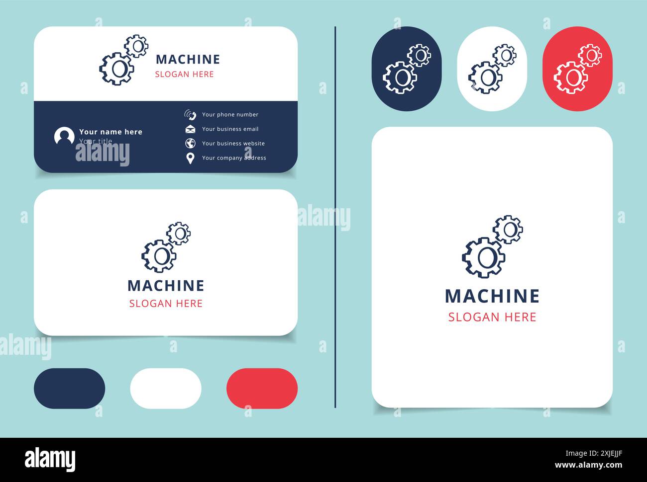 Modern minimalist business card design featuring gears rotating ...