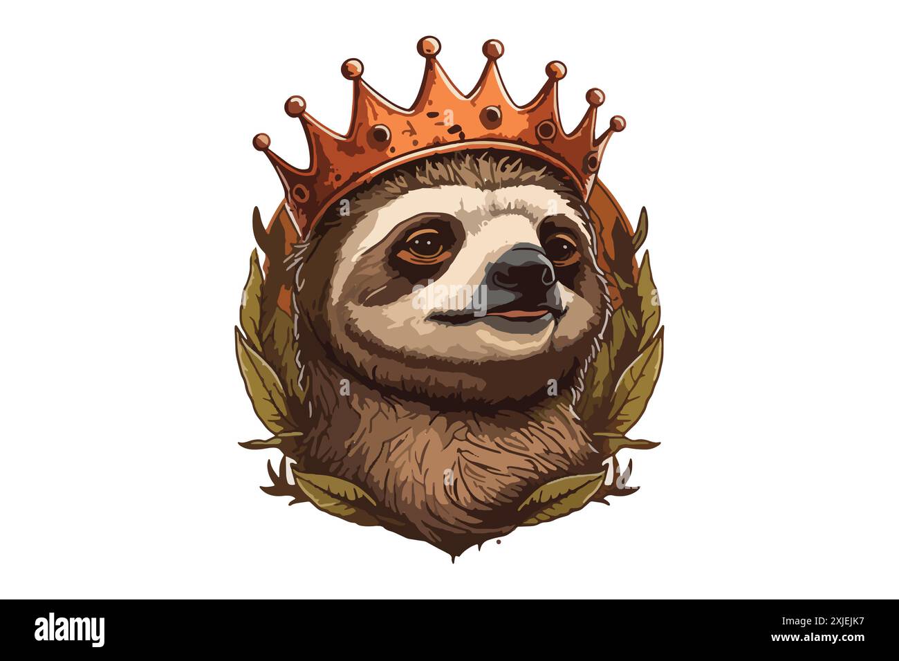 Sloth King Vector Illustration Stock Vector Image & Art - Alamy