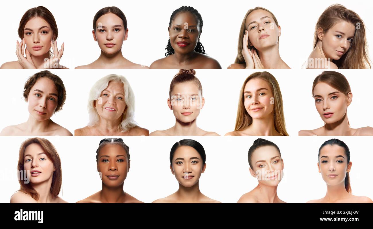 Collage made of beautiful women of different age showing perfect and ...