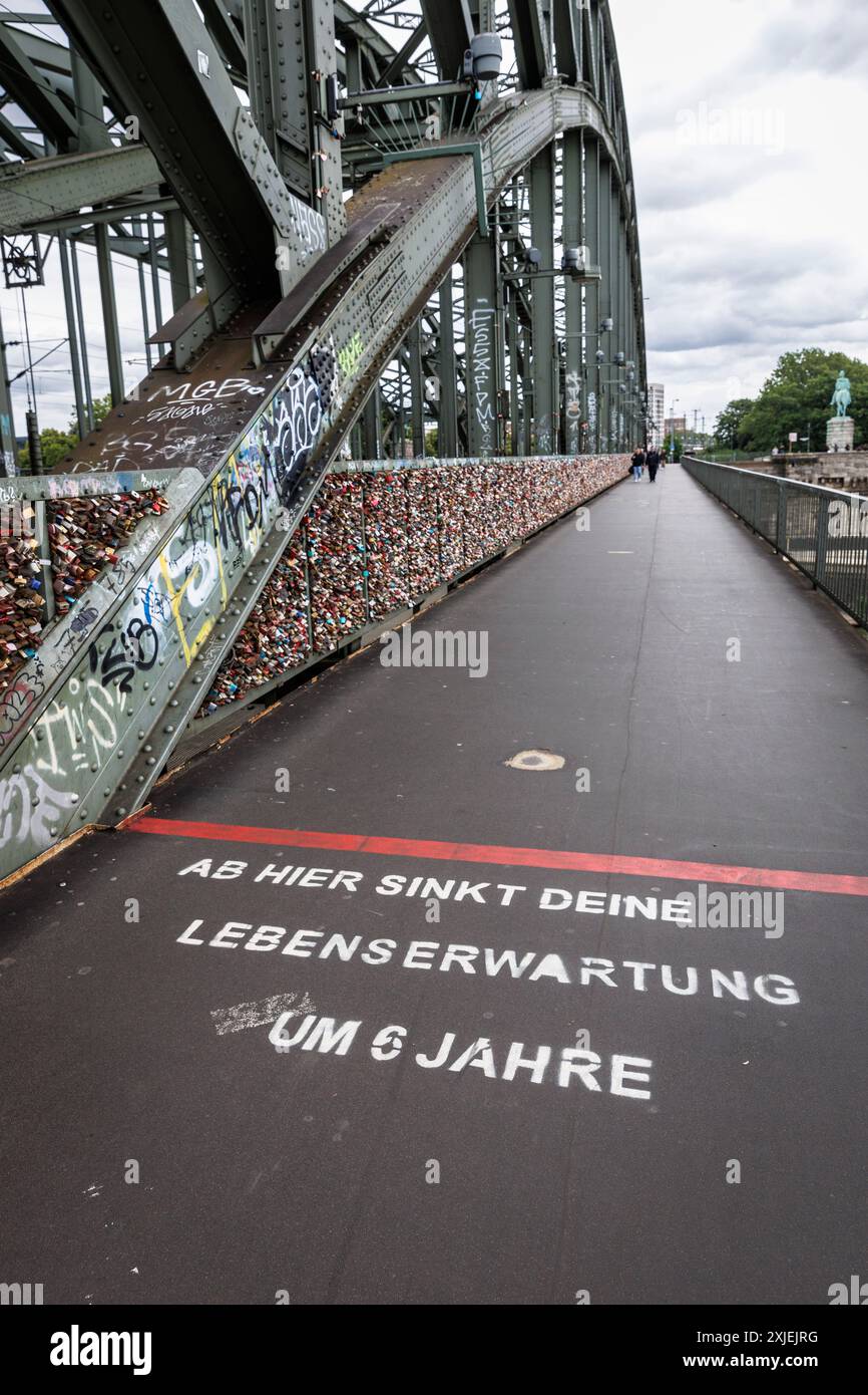 slogan on the Hohenzollern Bridge "From here your life expectancy drops ...