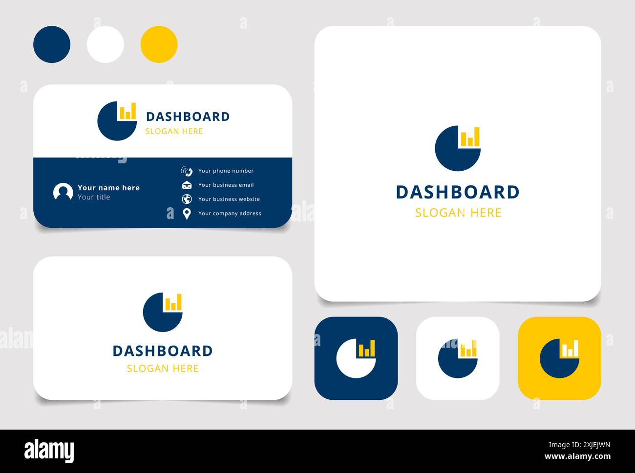 Business card design featuring a dashboard logo with growing bar graph ...