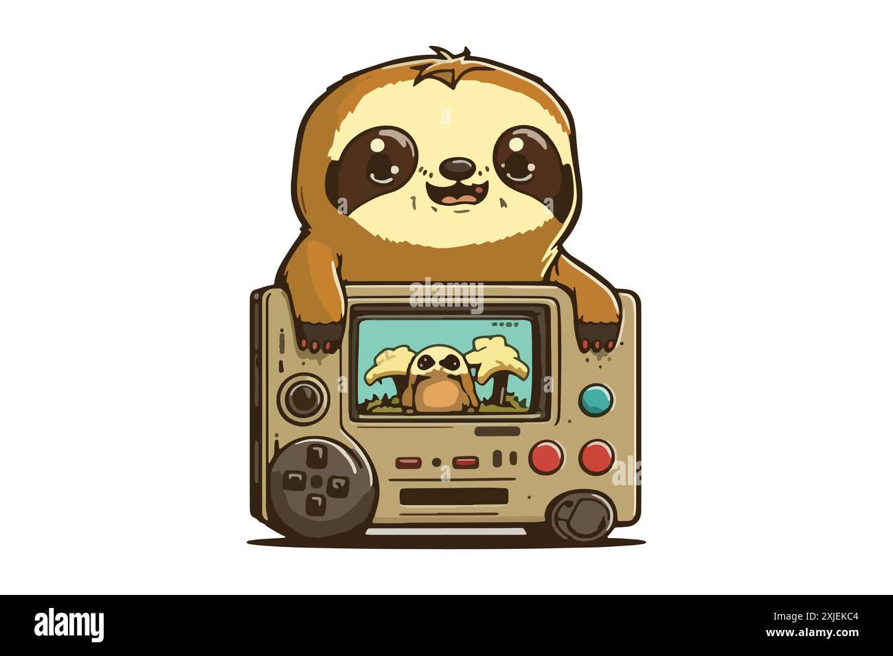 Kawaii Sloth Game Style Cartoon Stock Vector Image & Art - Alamy