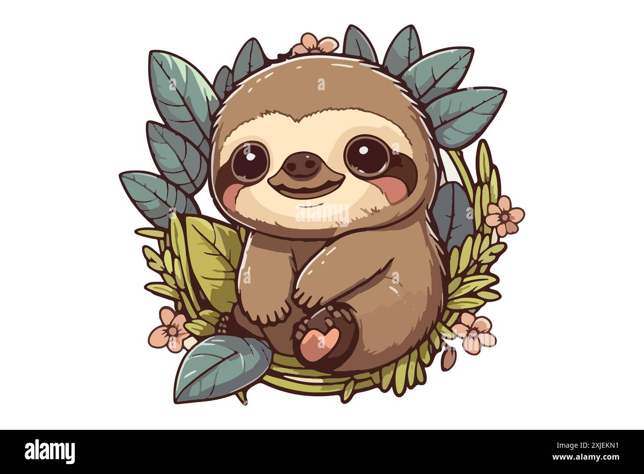 Kawaii Sloth Game Style Cartoon Stock Vector Image & Art - Alamy