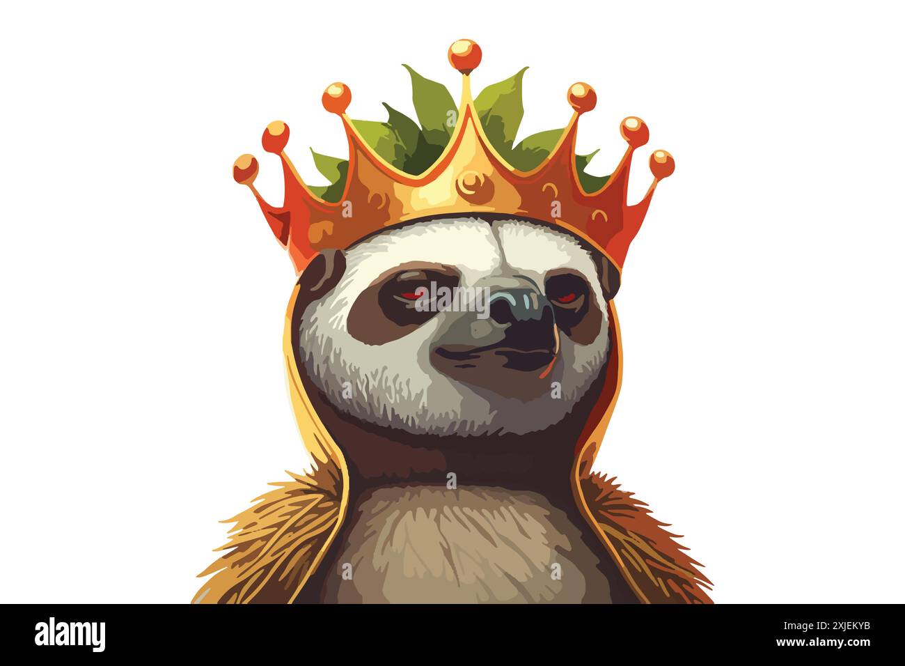 Sloth King Vector Illustration Stock Vector Image & Art - Alamy