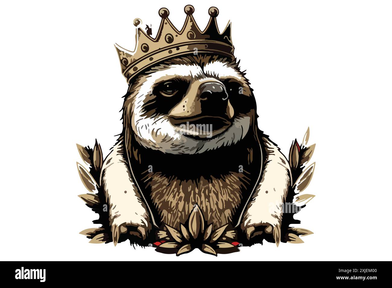 Sloth King Vector Illustration Stock Vector Image & Art - Alamy