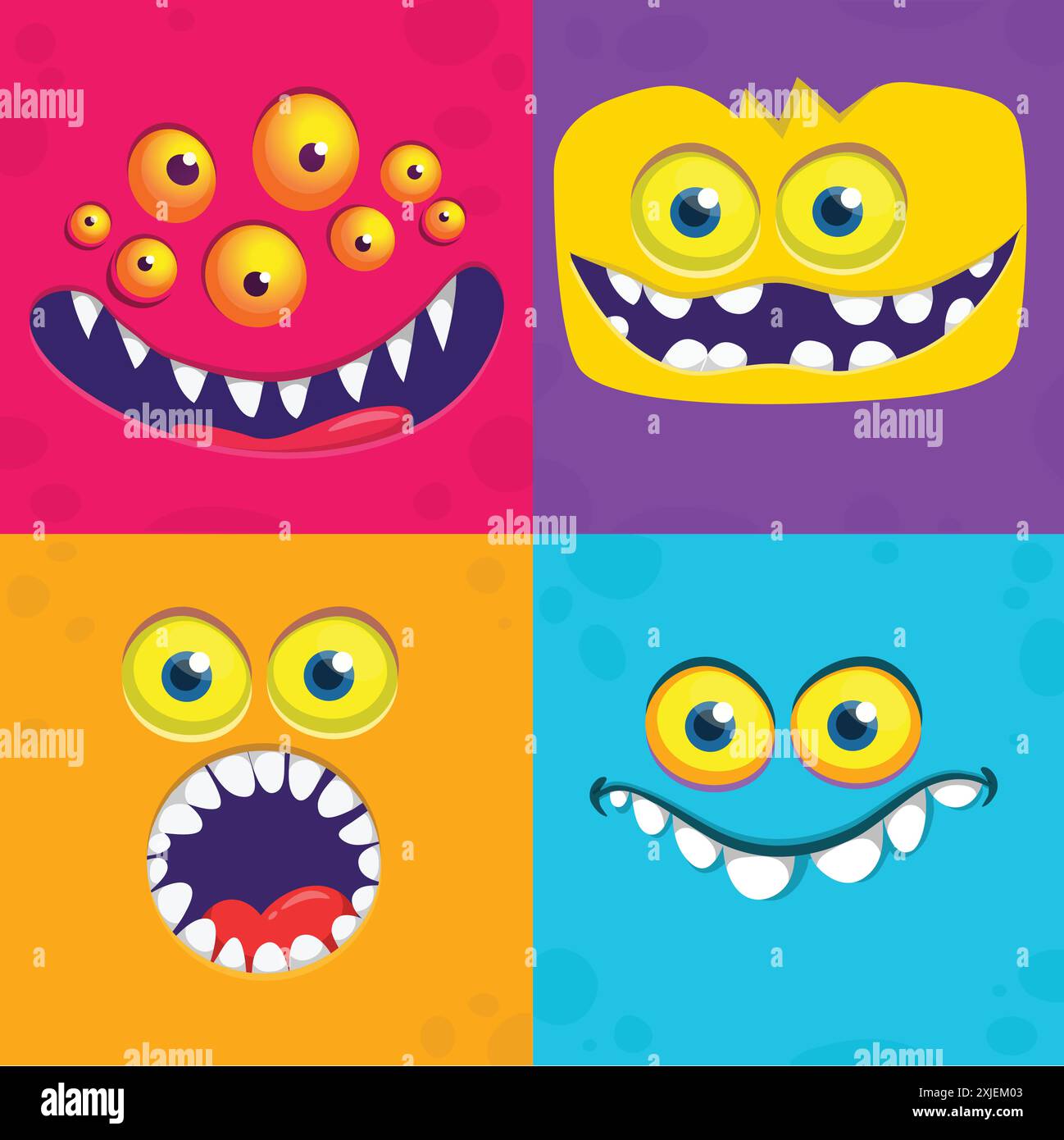 Funny cartoon monster faces. Illustration of alien different expression ...