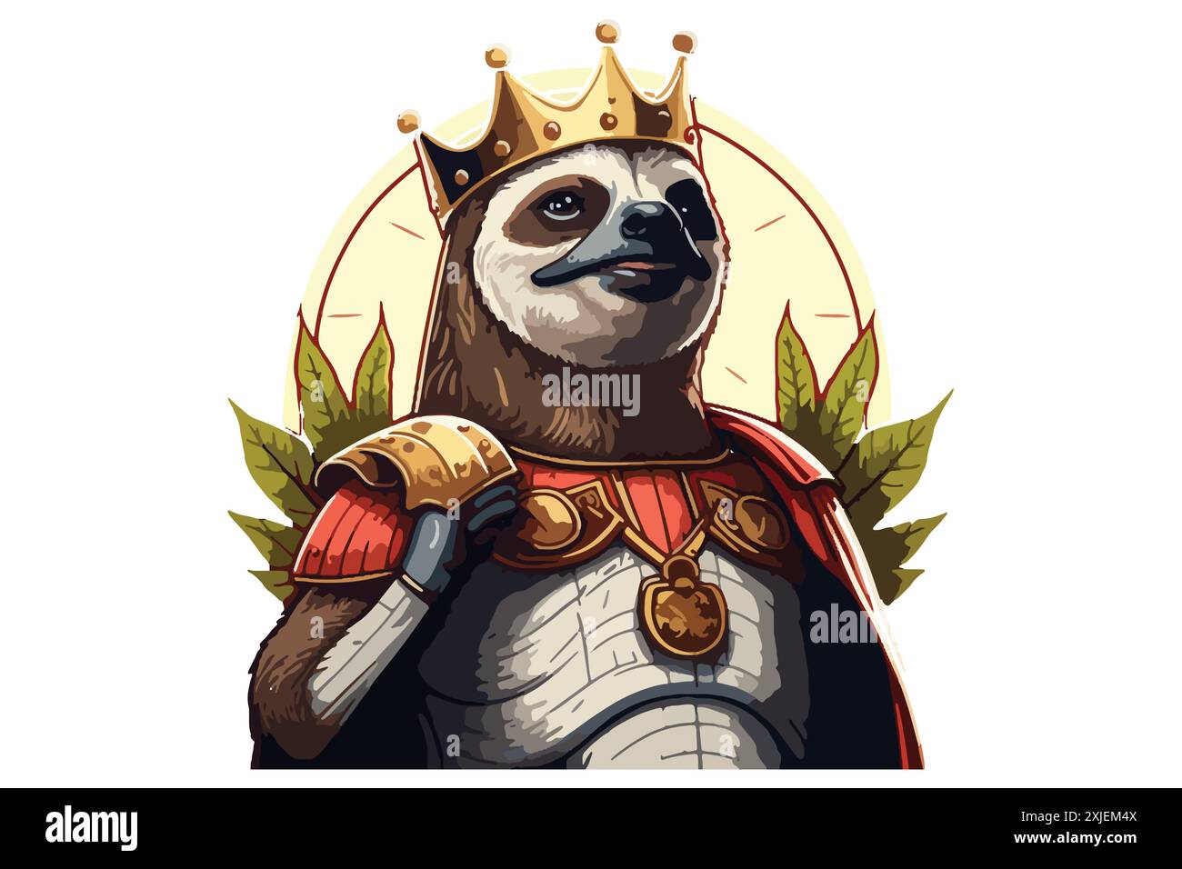 Sloth King Vector Illustration Stock Vector Image & Art - Alamy