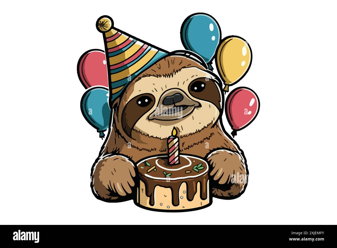 Sloth Birthday Vector Illustration Stock Vector Image & Art - Alamy