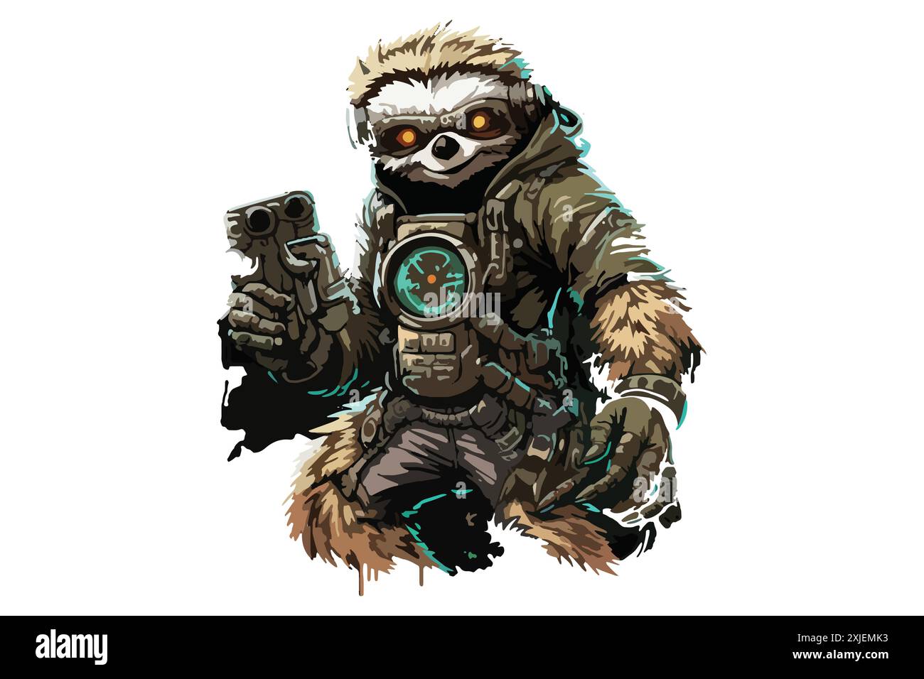Sloth Cyberpunk Style Vector Stock Vector Image & Art - Alamy