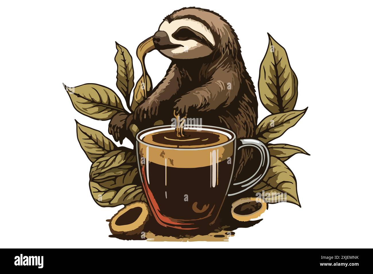 Sloth Drinking Coffee Vector Stock Vector Image & Art - Alamy