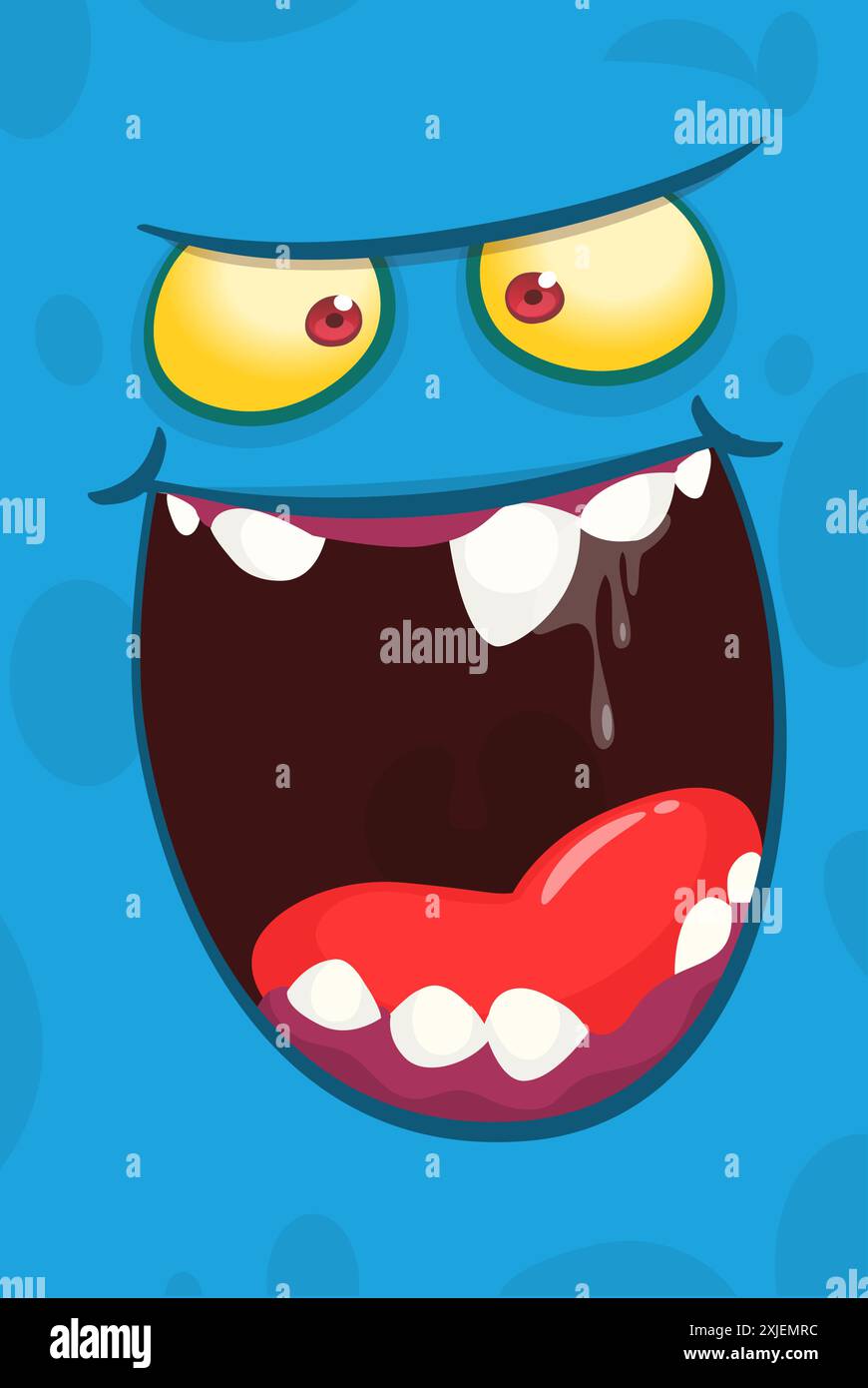 Funny cartoon monster face. Illustration of cute and happy monster ...