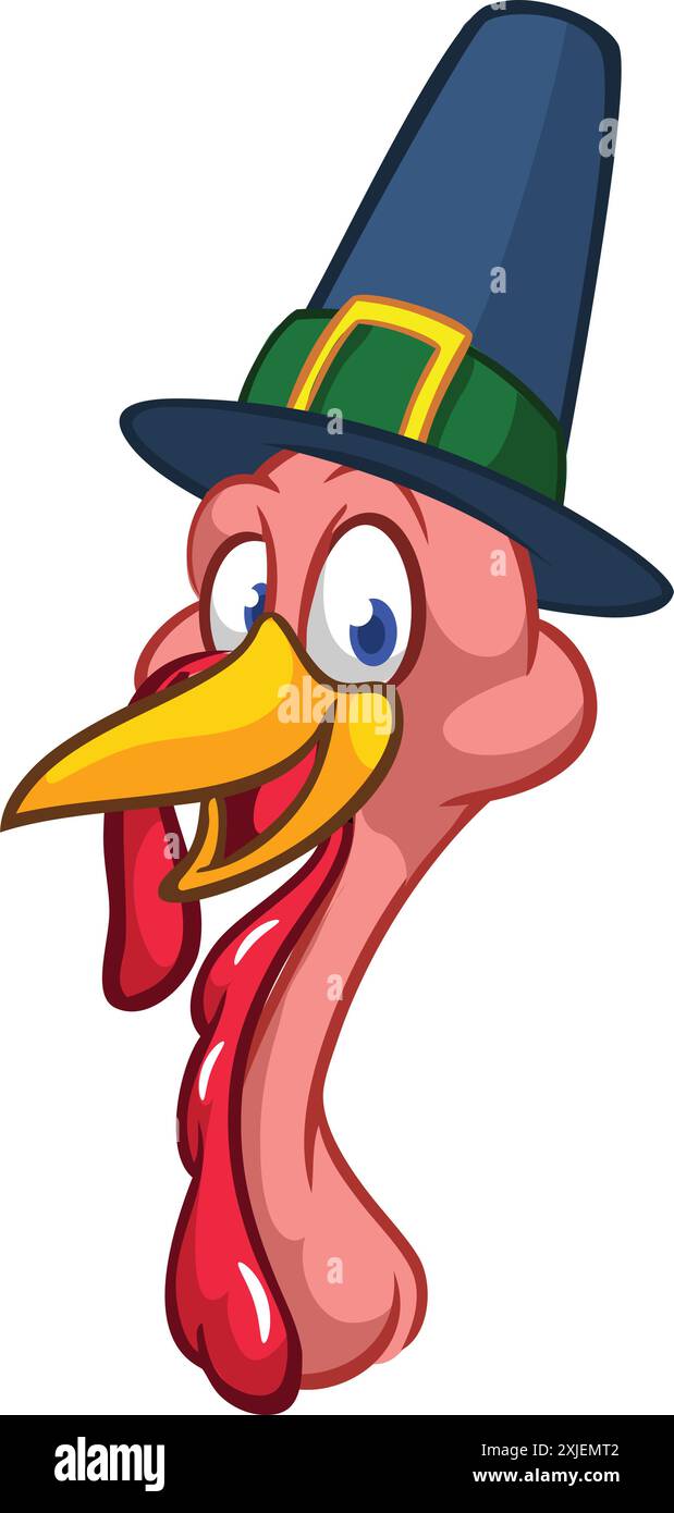 Cartoon happy cute thanksgiving turkey bird. Vector illustration ...