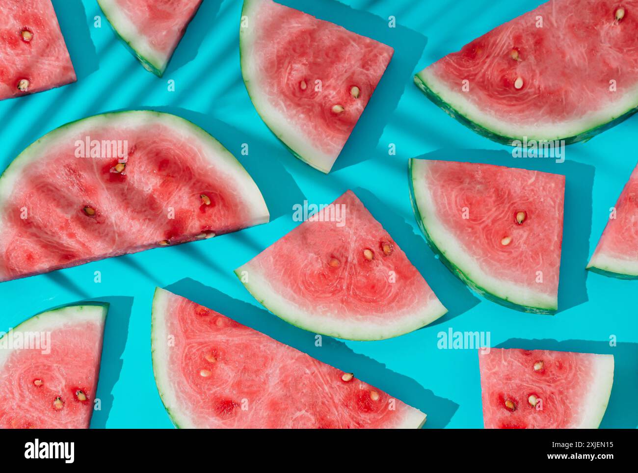 Trendy sunlight summer fruit pattern made with fresh watermelon slices ...