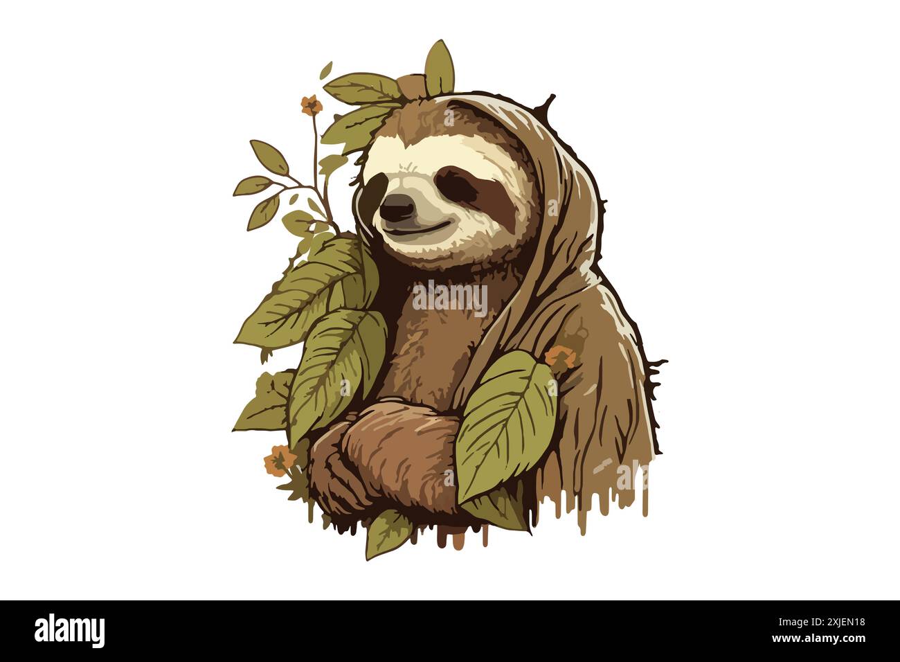 Sloth Cartoon Style Vector Illustration Stock Vector Image & Art - Alamy