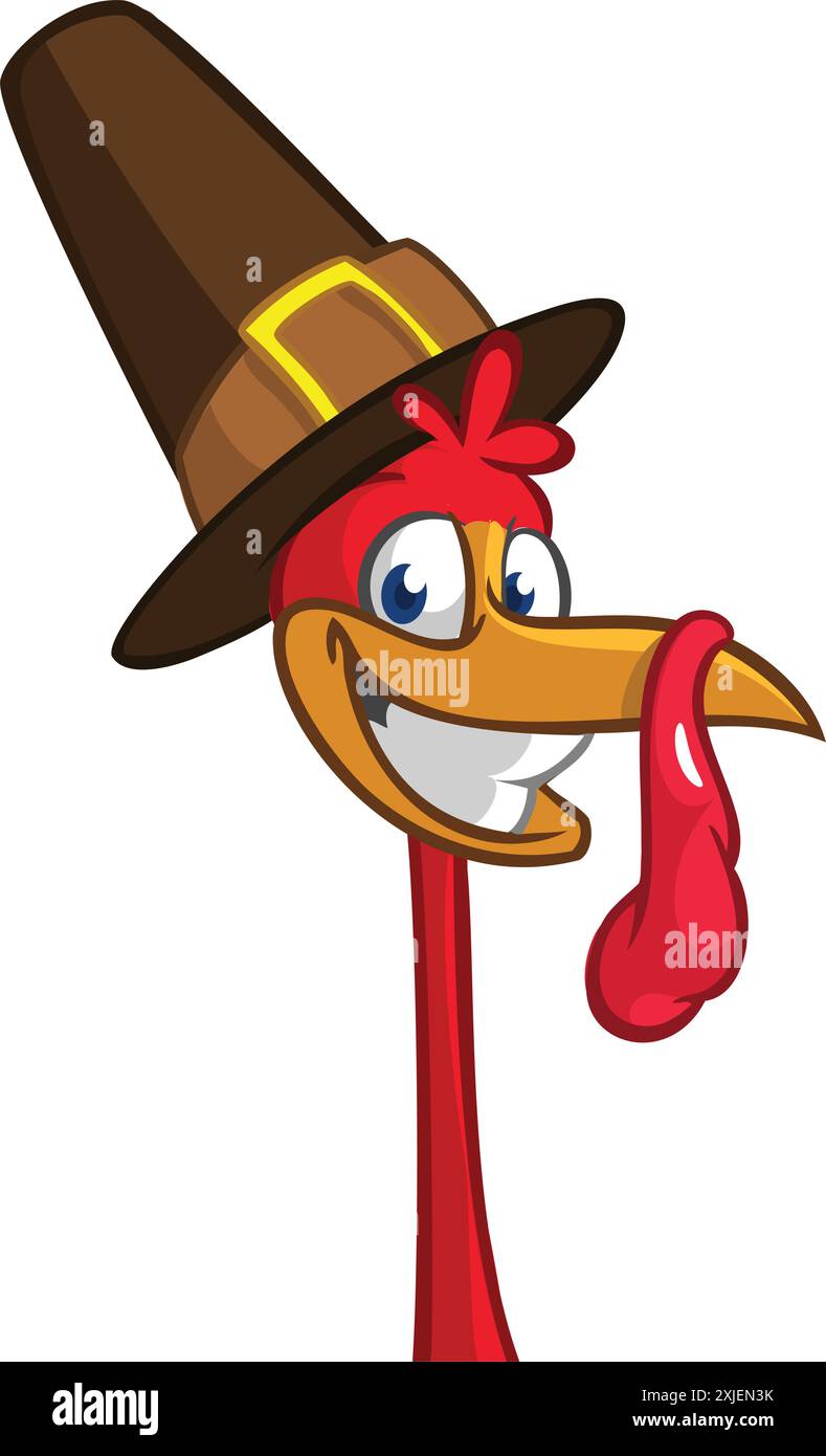 Cartoon happy cute thanksgiving turkey bird. Vector illustration ...