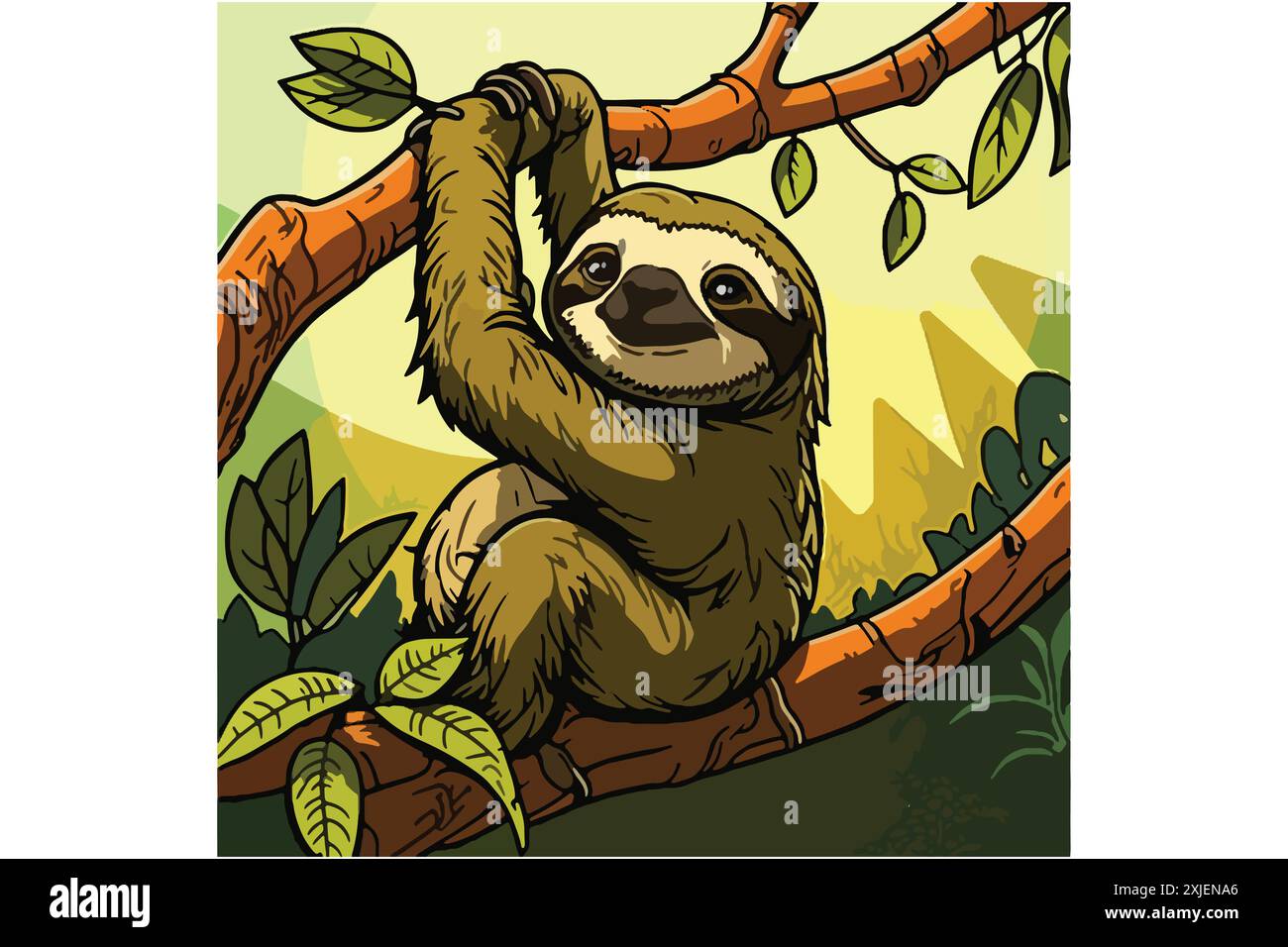 Sloth Cartoon Style Vector Illustration Stock Vector Image & Art - Alamy