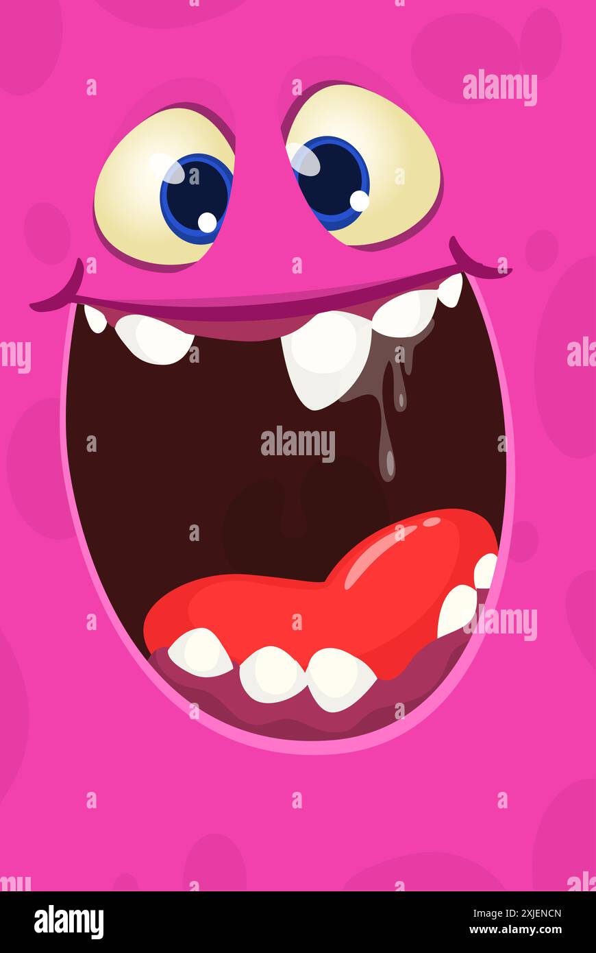 Funny cartoon monster face. Illustration of cute and happy monster ...