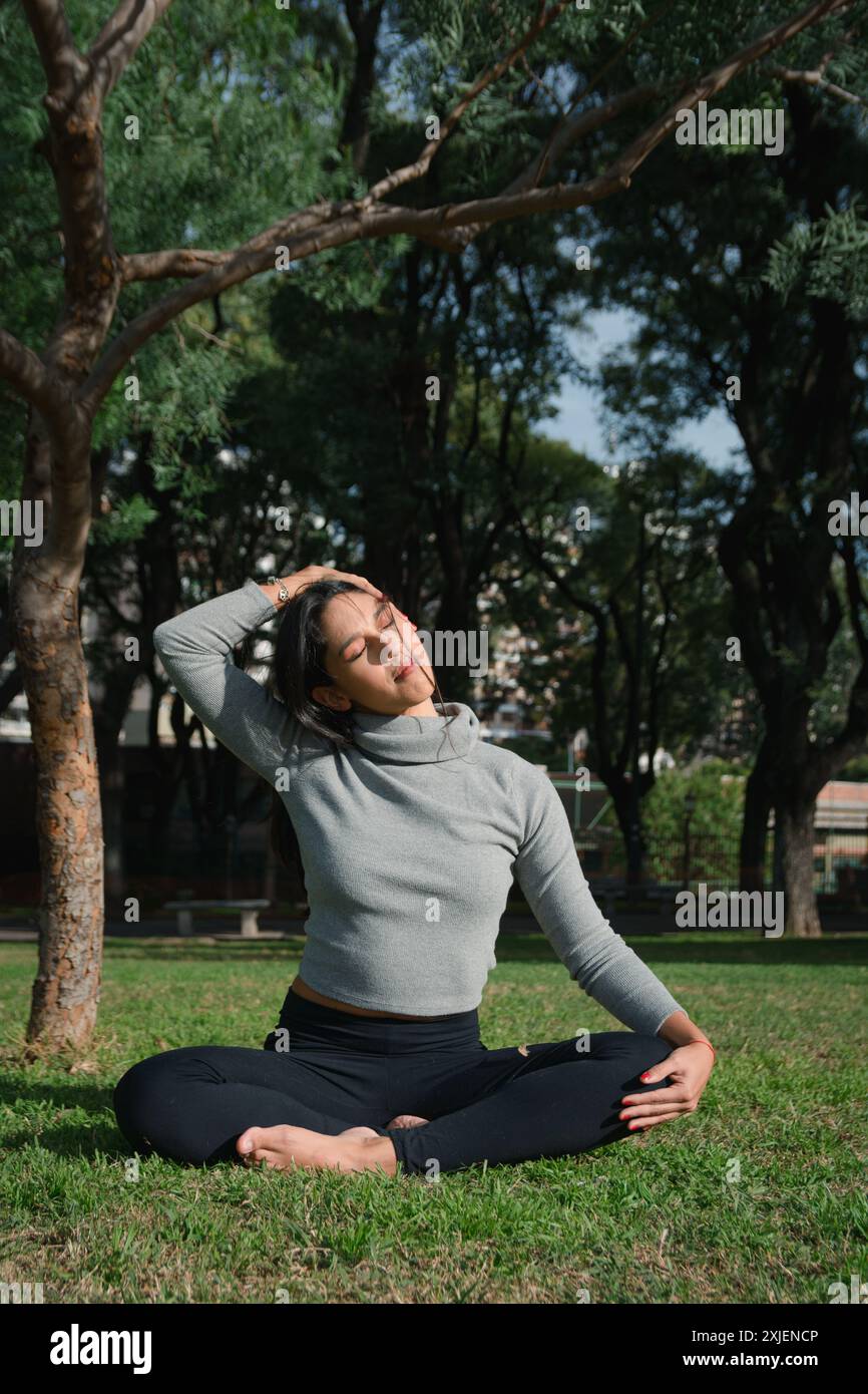 Stretching Contracted Neck by stretching to side with hand on head ...