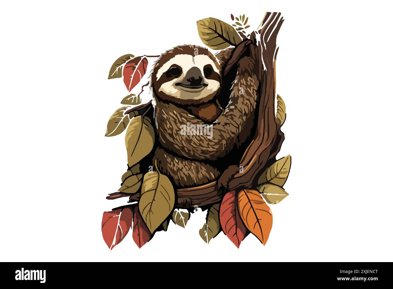 Sloth Cartoon Style Vector Illustration Stock Vector Image & Art - Alamy