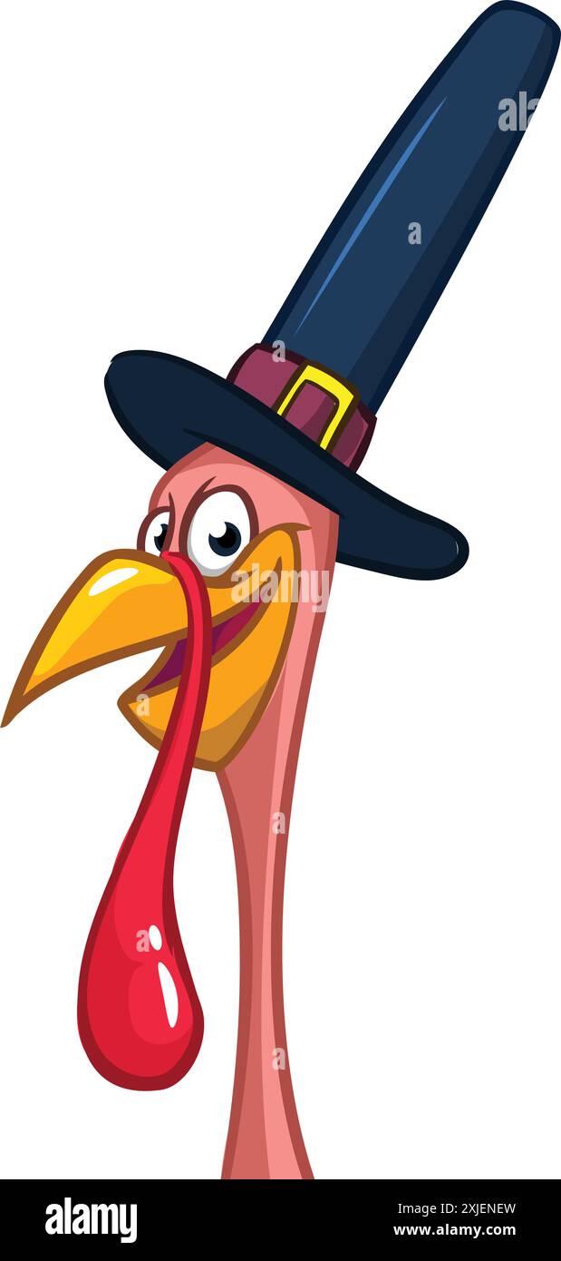 Cartoon happy cute thanksgiving turkey bird. Vector illustration ...