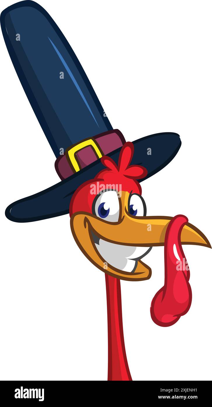 Cartoon happy cute thanksgiving turkey bird. Vector illustration ...