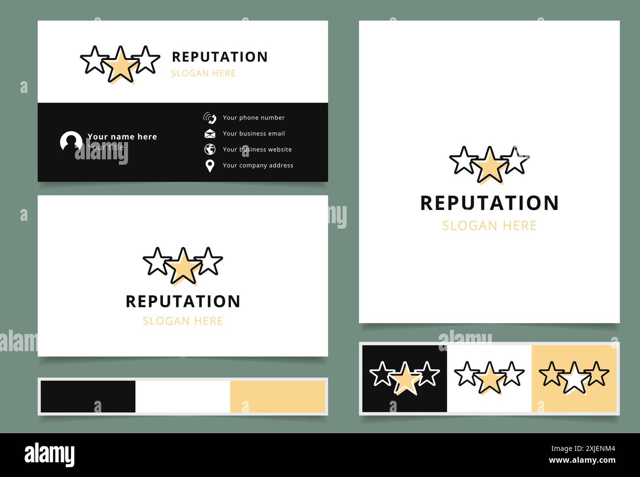 Reputation logo showing three stars for business card design Stock ...