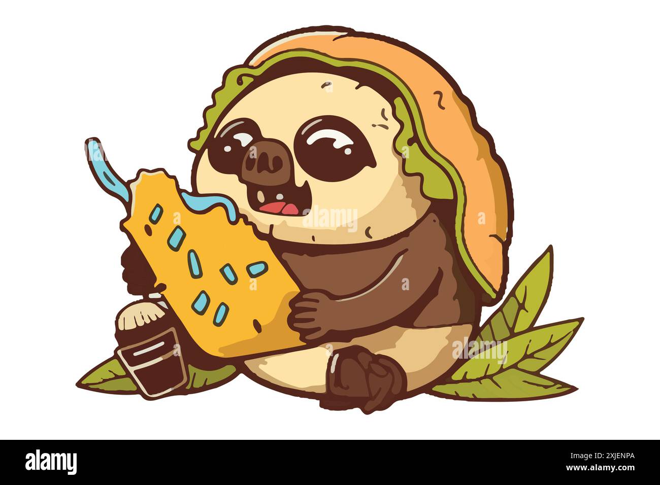 Sloth Eating Taco Vector Stock Vector Image & Art - Alamy