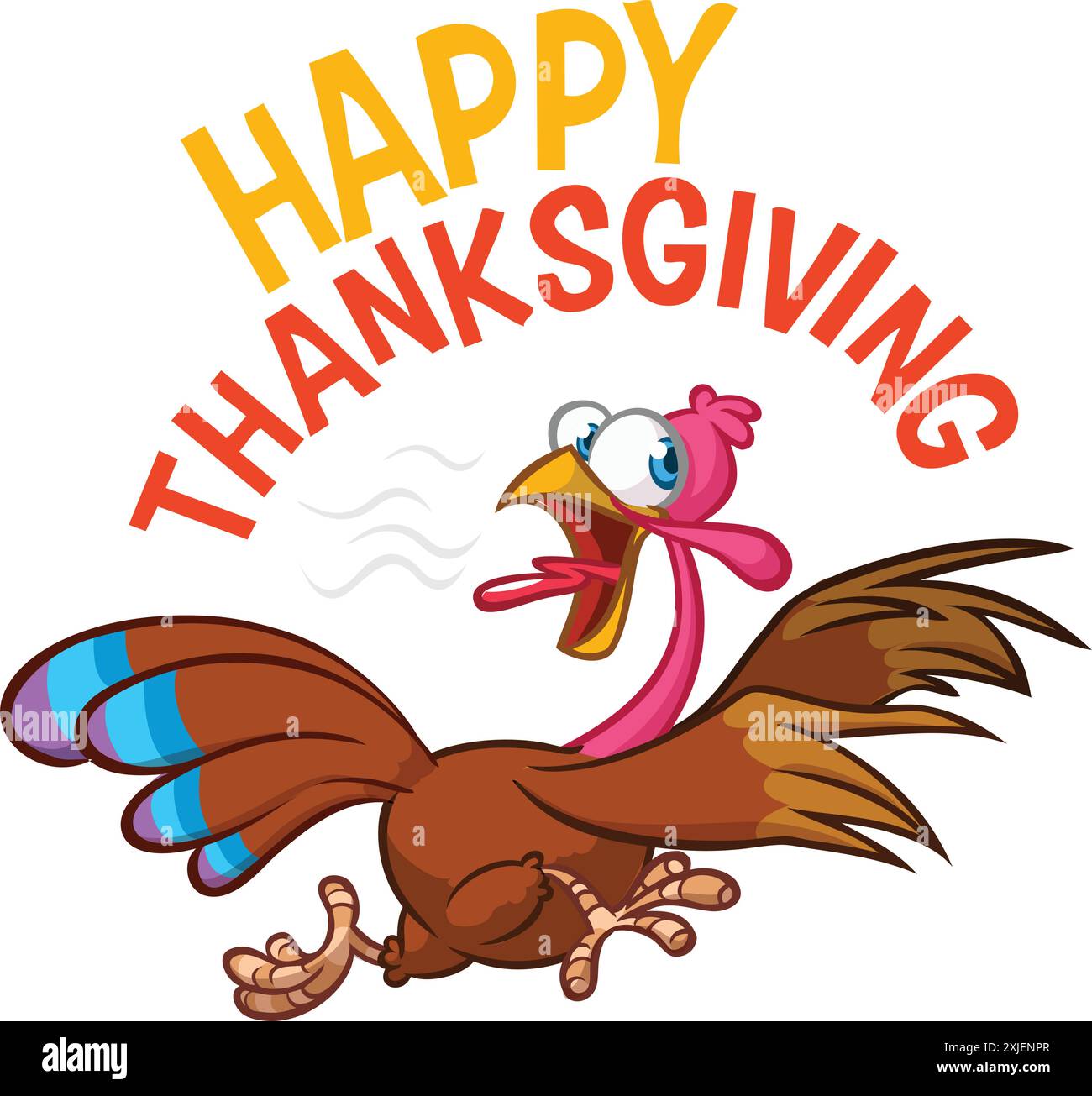 Cartoon happy cute thanksgiving turkey bird. Vector illustration ...