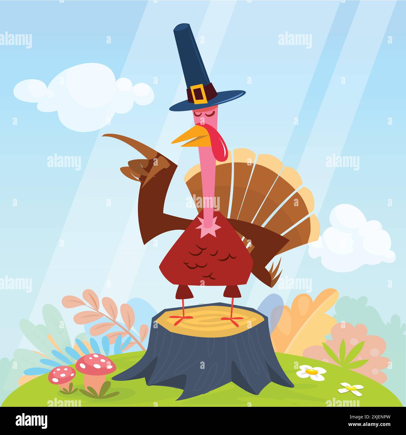 Cartoon funny turkey bird character for Thanksgiving illustration ...