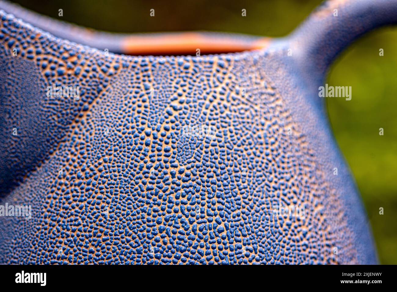 abstract blue clay glaze texture, close-up of clay pot, macro ...