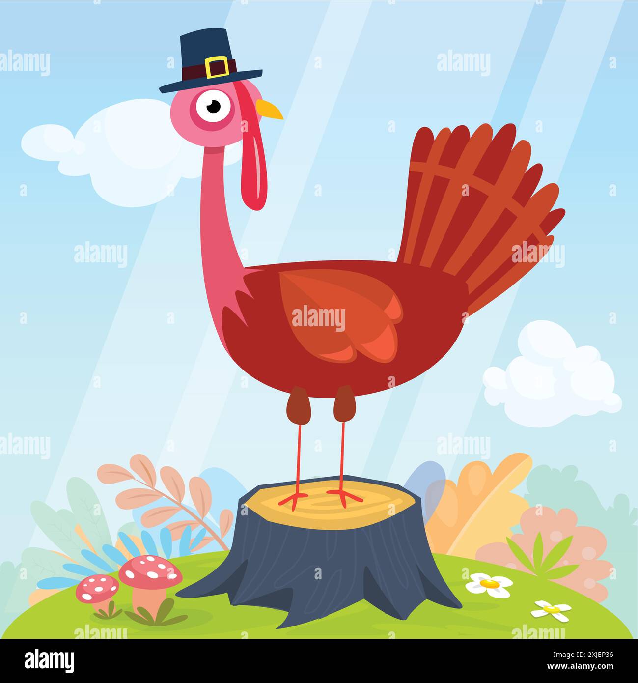Cartoon funny turkey bird character for Thanksgiving illustration ...
