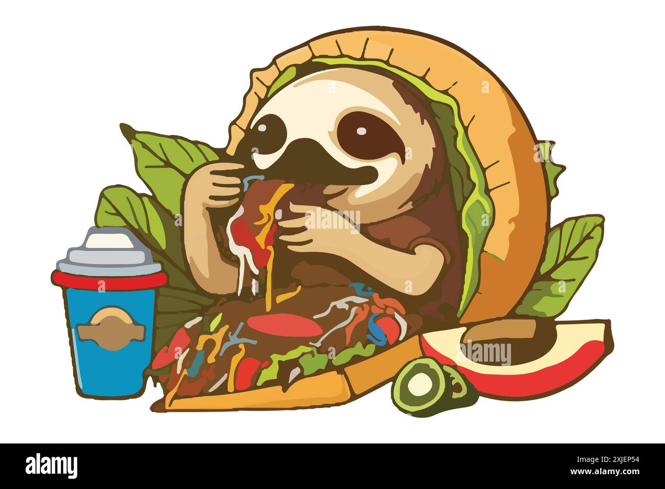 Sloth Eating Pizza Vector Stock Vector Image & Art - Alamy