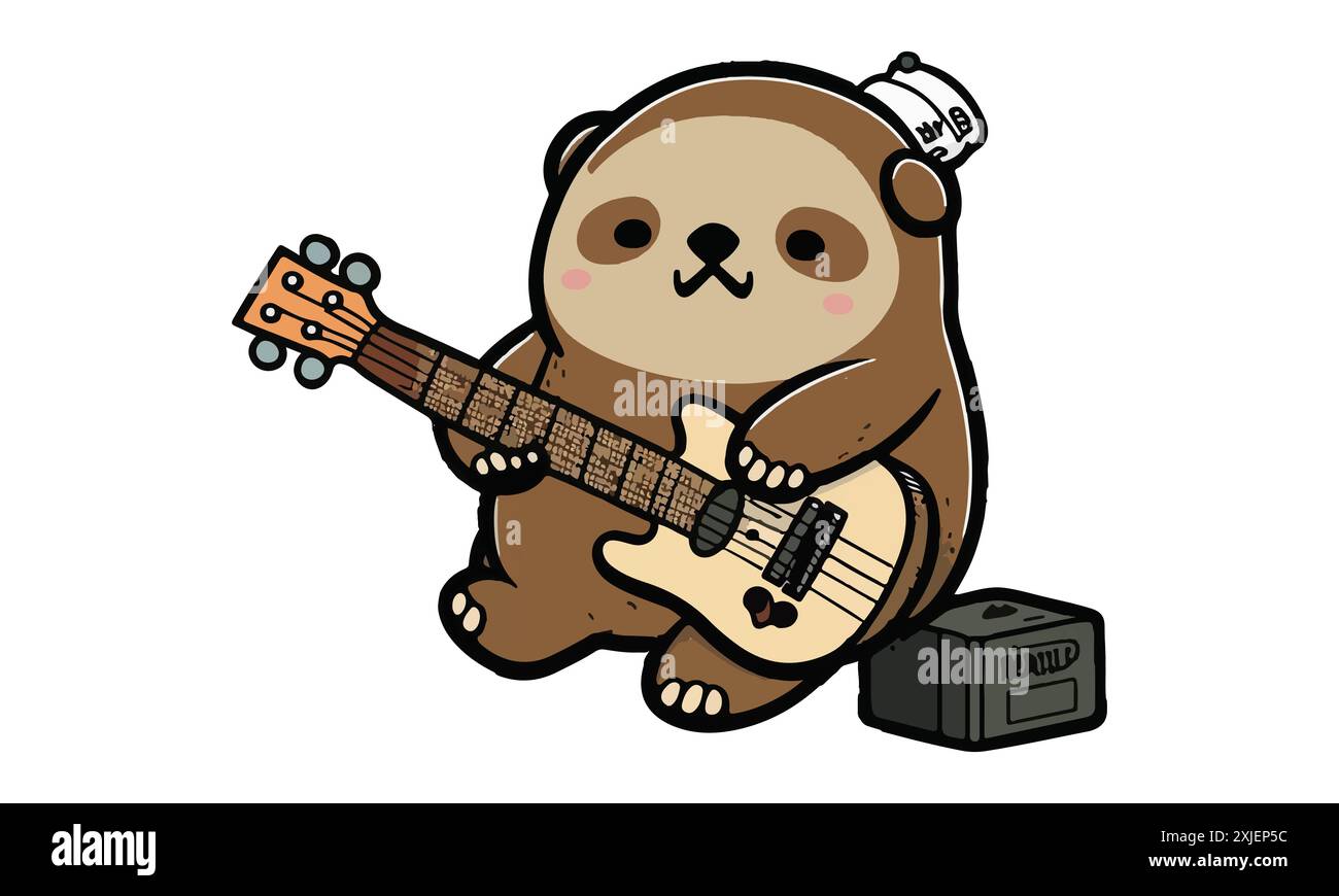 Sloth Playing A Guitar Vector Illustration Stock Vector Image & Art - Alamy
