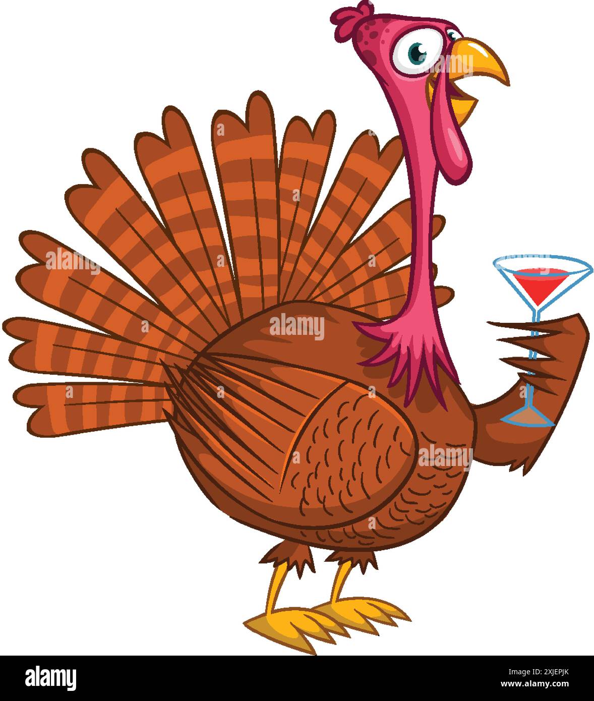 Cartoon happy cute thanksgiving turkey bird. Vector illustration ...