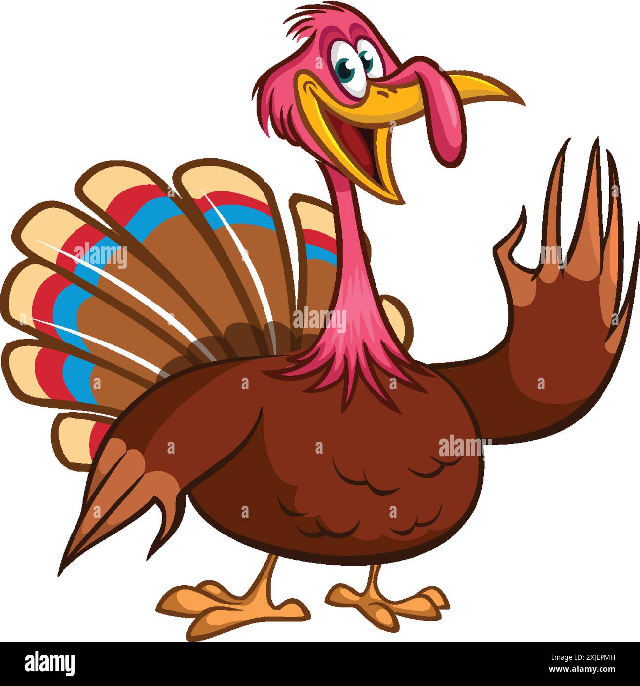 Cartoon happy cute thanksgiving turkey bird. Vector illustration ...