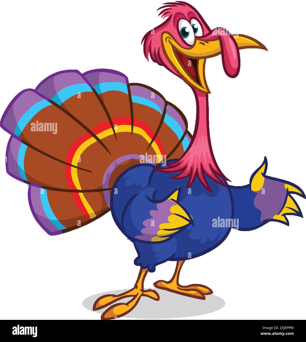 Cartoon happy cute thanksgiving turkey bird. Vector illustration ...