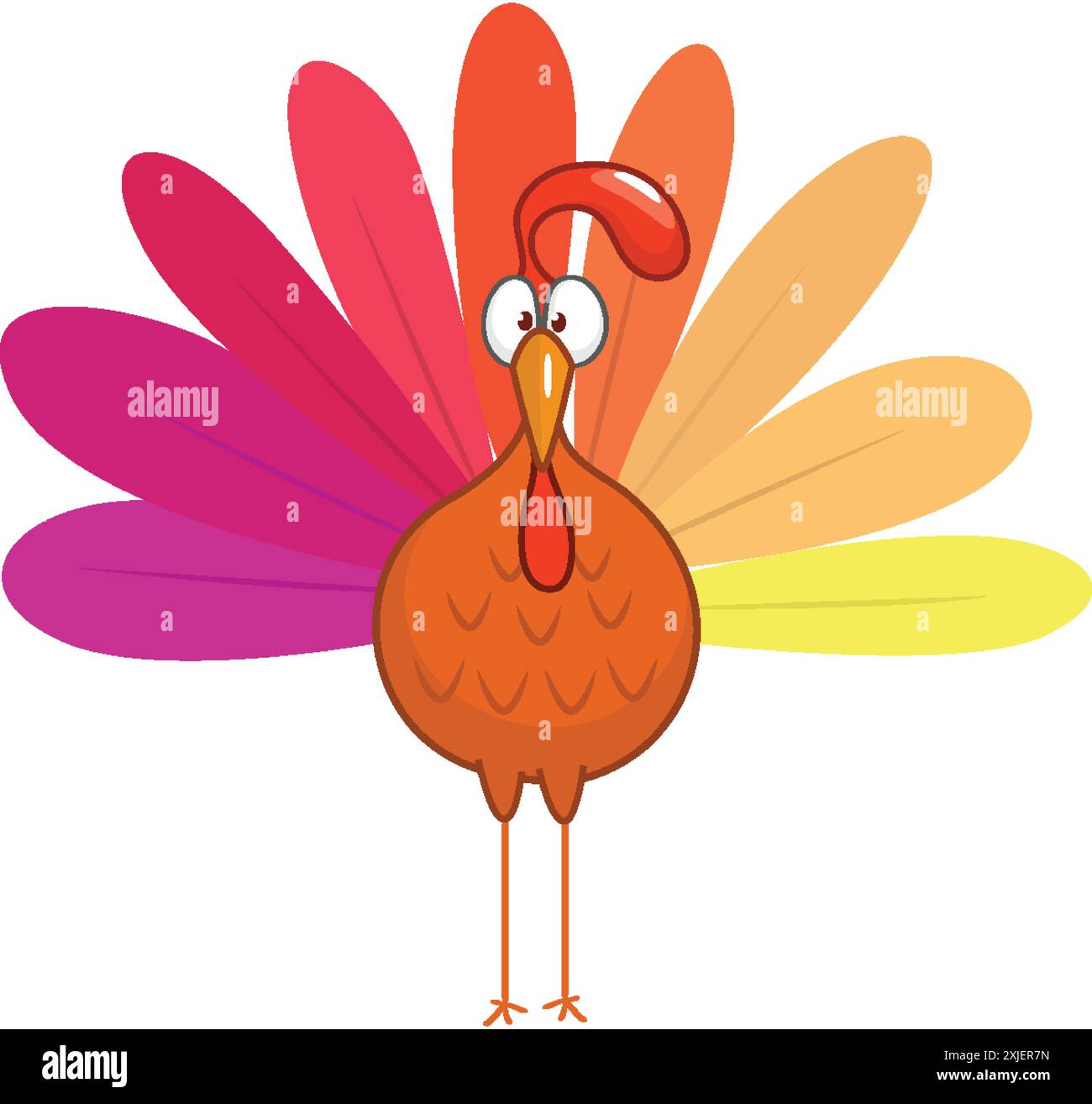 Cartoon happy cute thanksgiving turkey bird with colorful feathers ...