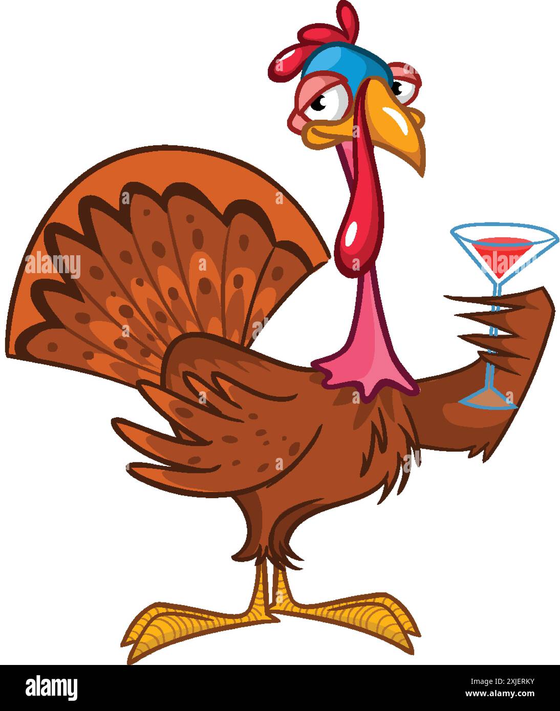 Cartoon happy cute thanksgiving turkey bird. Vector illustration ...
