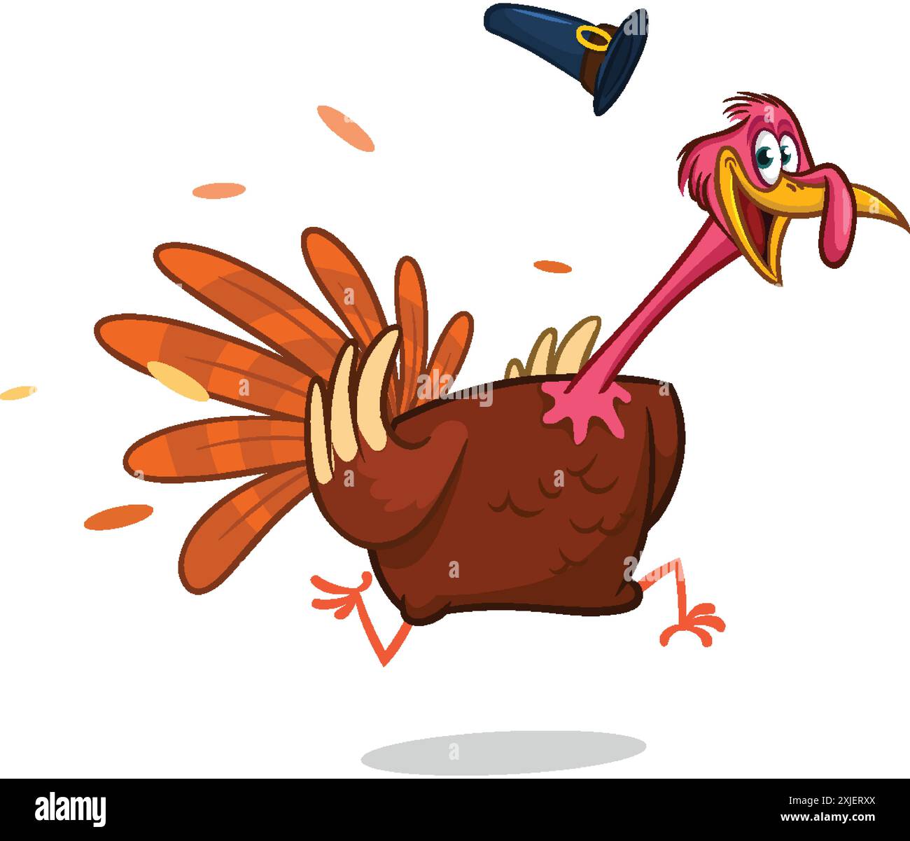 Screaming running cartoon turkey bird character. Vector illustration ...