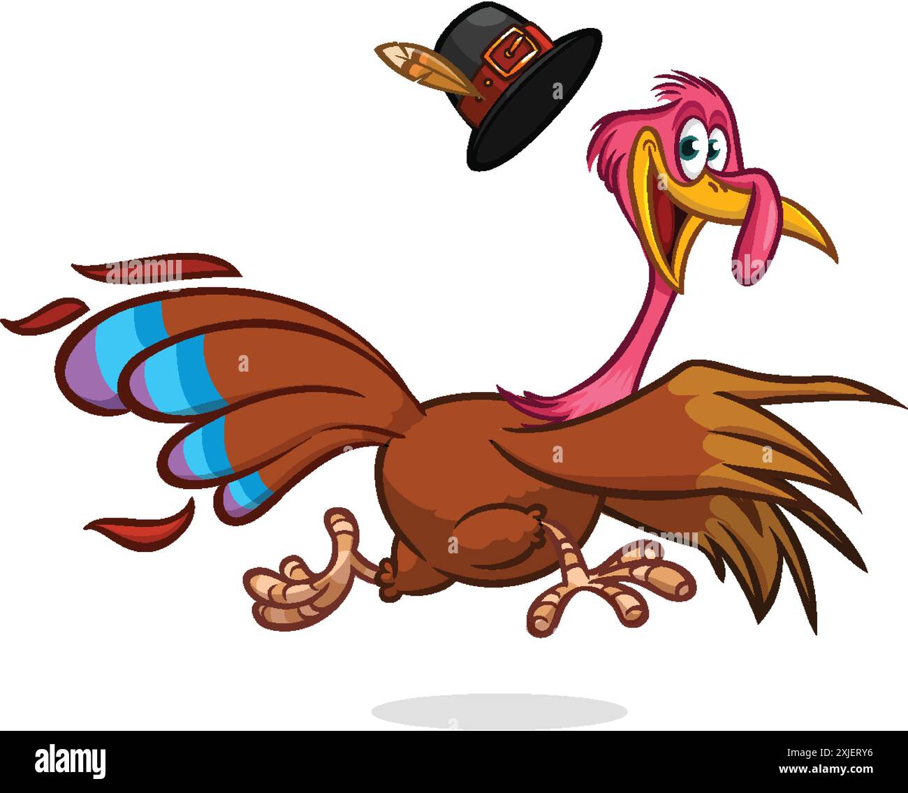 Screaming running cartoon turkey bird character. Vector illustration ...