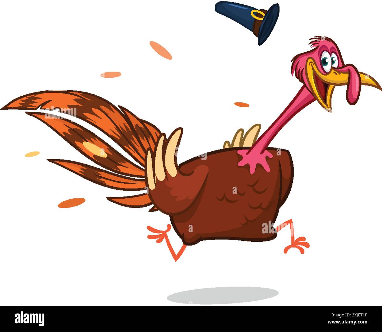 Cartoon thanksgiving turkey bird escape. Vector illustration isolated ...