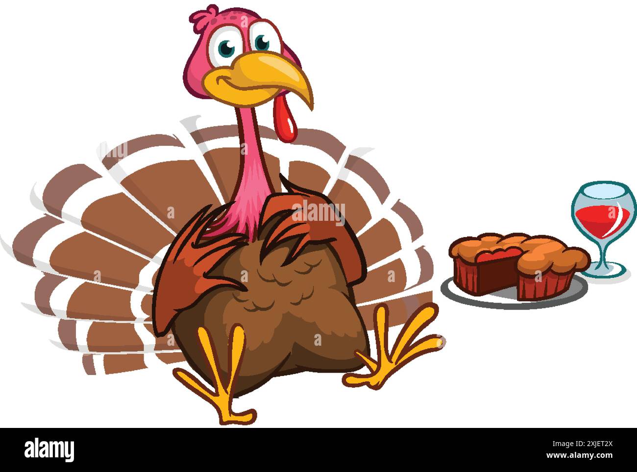 Thanksgiving cartoon turkey character sitting after a good meal ...