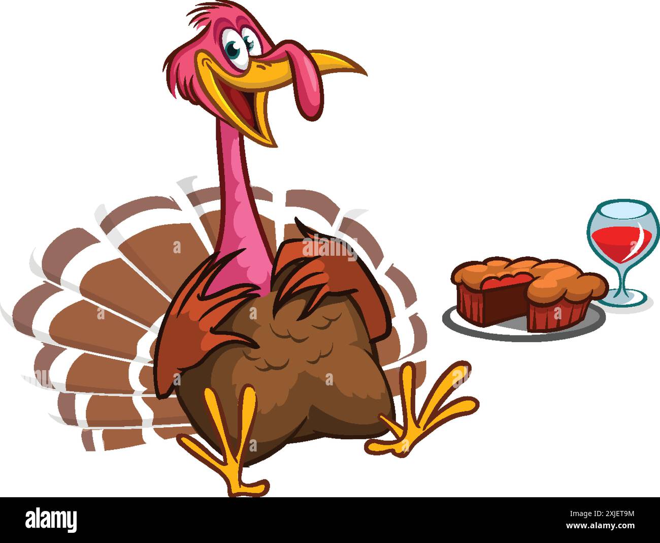 Thanksgiving cartoon turkey character sitting after a good meal ...