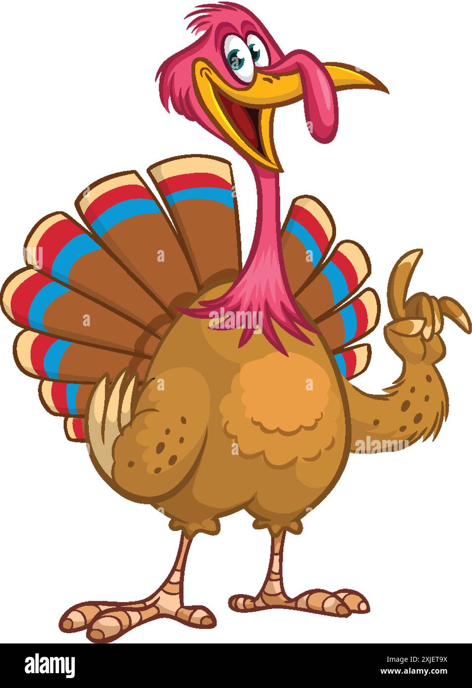 Cartoon happy cute thanksgiving turkey bird. Vector illustration ...