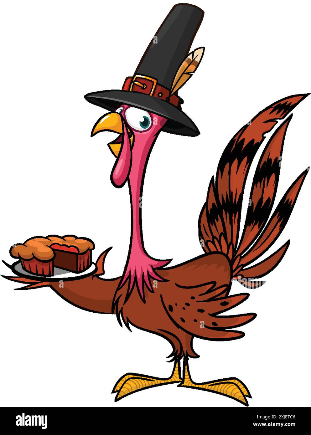 Cartoon happy cute thanksgiving turkey bird. Vector illustration ...