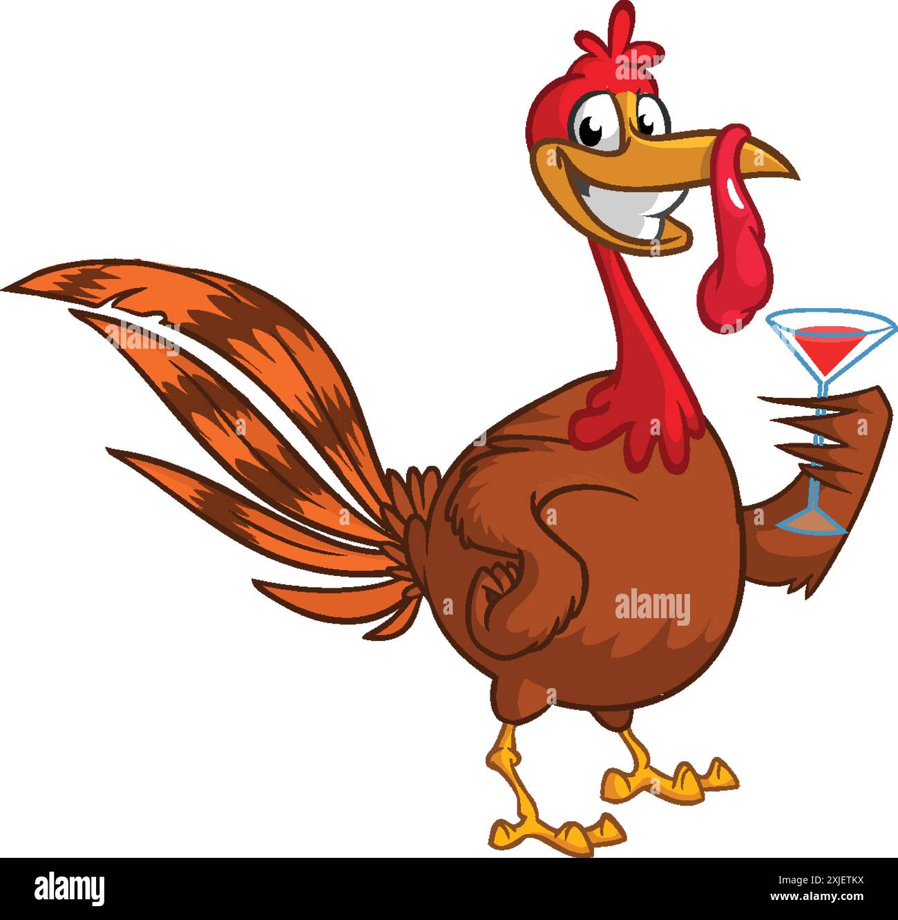 Cartoon happy cute thanksgiving turkey bird. Vector illustration ...