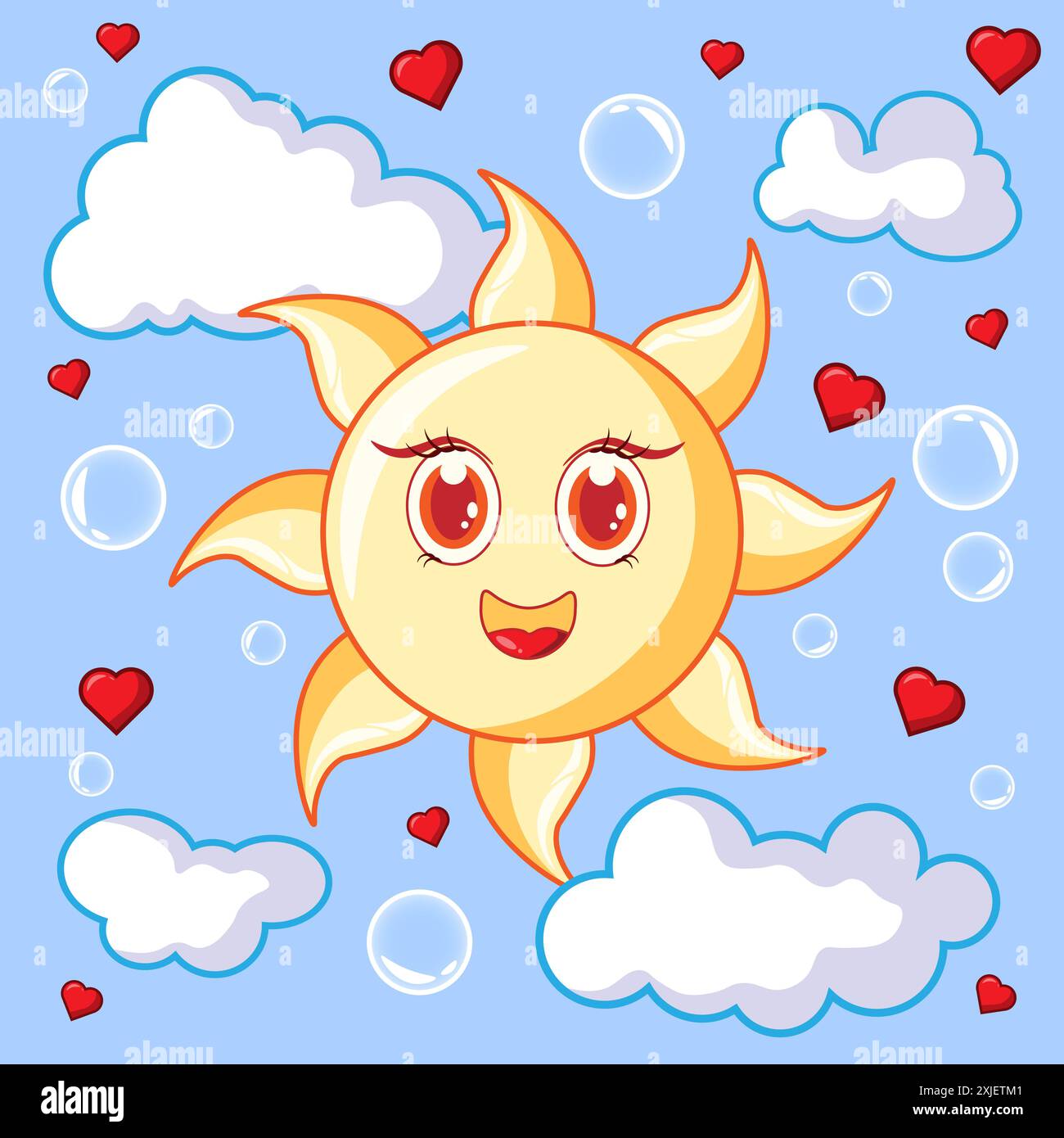 Hand drawn Funny happy smiley sun character. Flora and fauna, nature ...