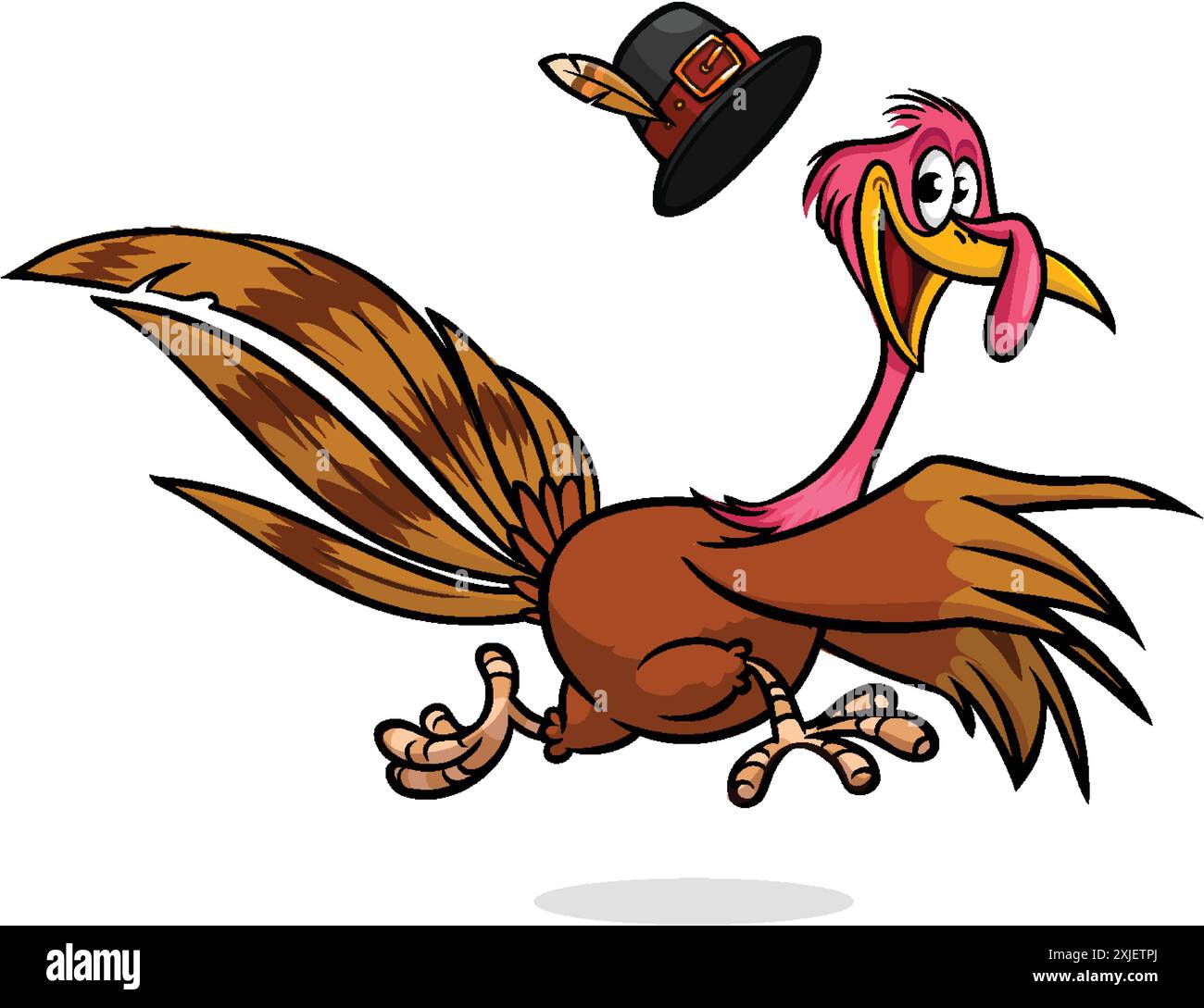Cartoon Thanksgiving turkey bird escape. Vector illustration isolated ...